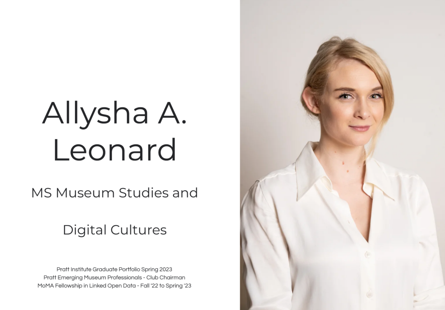 Allysha A. Leonard (MSMDC ‘23) Portfolio - Pratt Institute