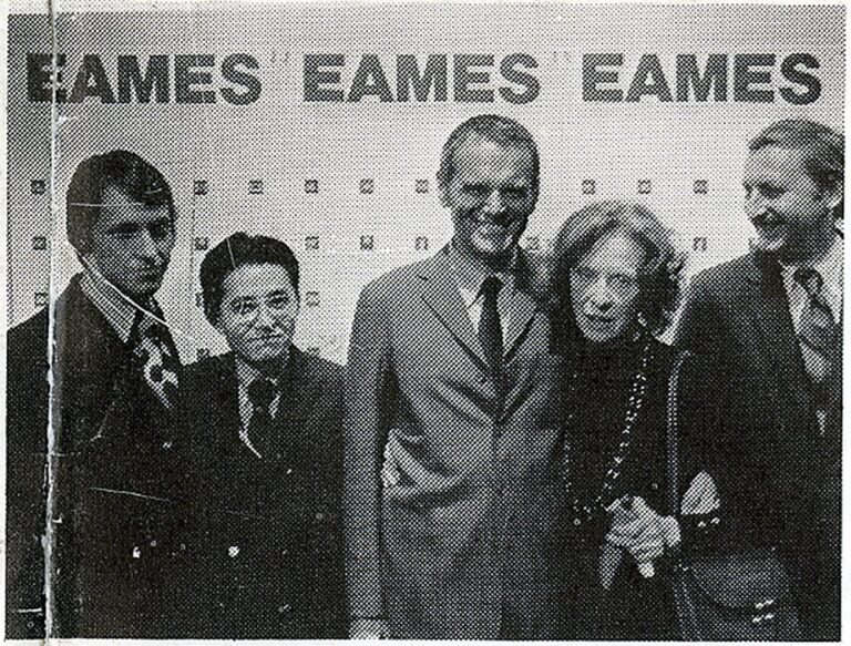 Photograph of Jerry Okuda, Charles Eames, Rowena Reed Kostellow, and ...